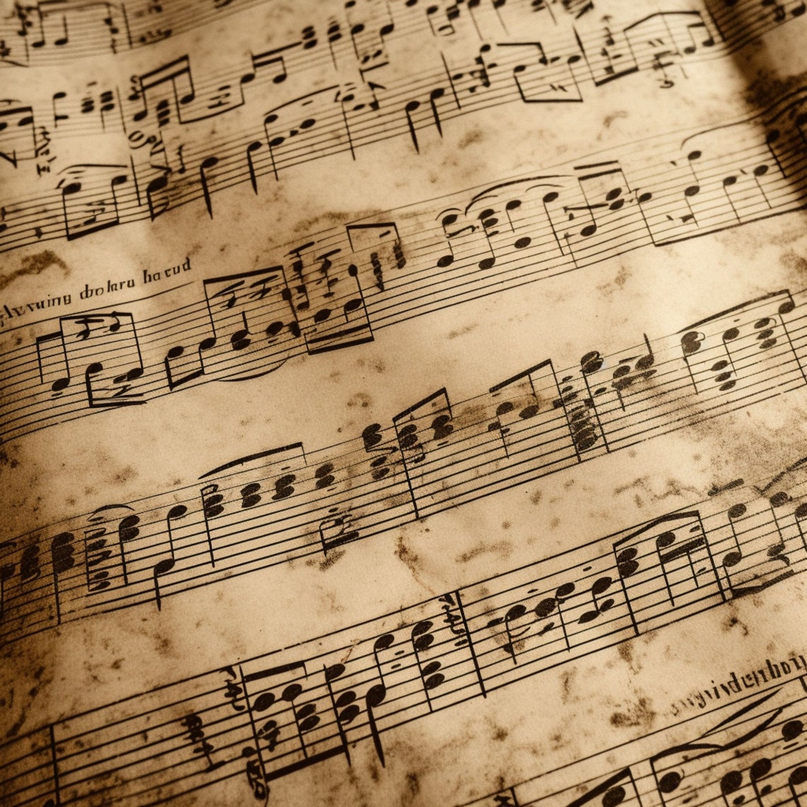 Antique Rustic Music Sheet Background - Digital Background - Digital ...