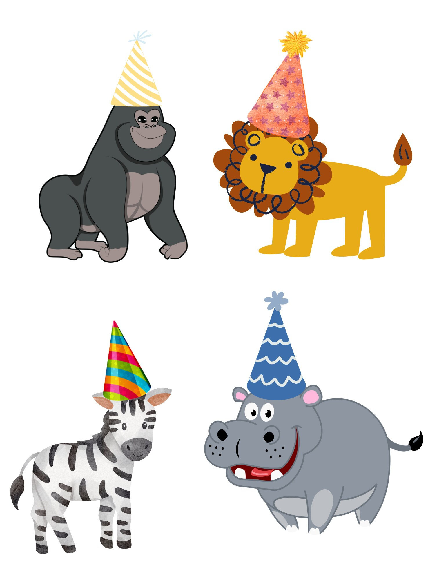 Printable Party Animal Stickers Digital File Birthday Stickers Safari ...