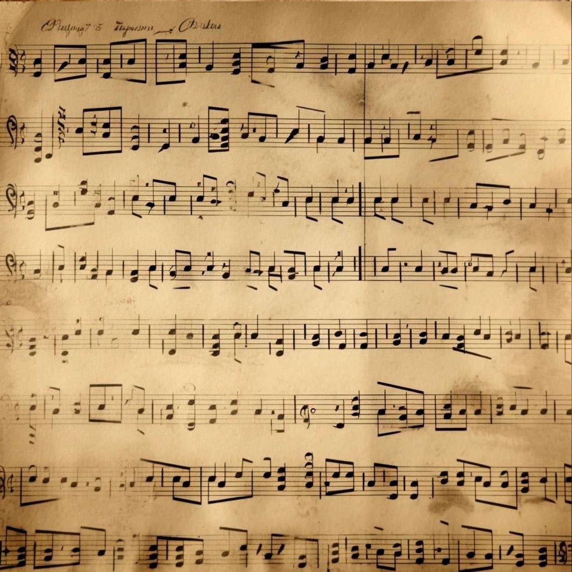 Antique Rustic Music Sheet Background - Digital Background - Digital ...