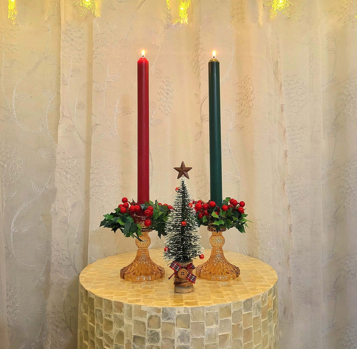 Handmade 12" Dripless Double Classic Taper Candles: Beeswax Soy ...