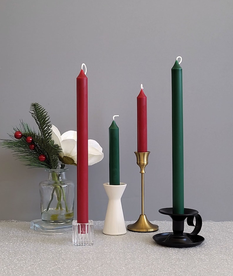 Handmade 12" Dripless Double Classic Taper Candles: Beeswax Soy ...