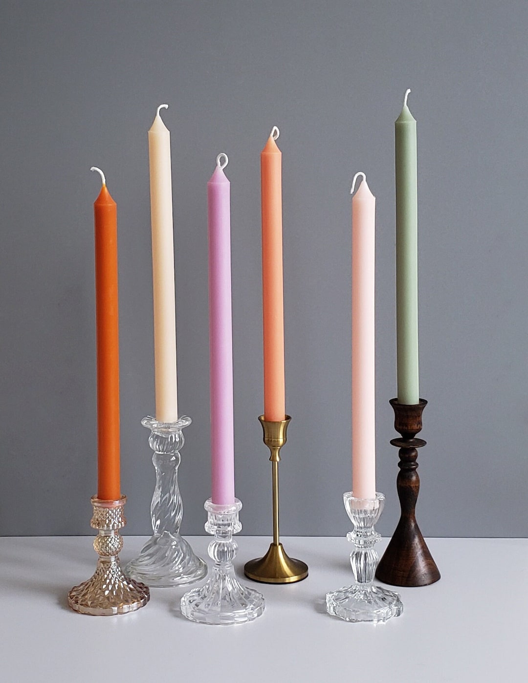 Handmade 12" Dripless Double Classic Taper Candles: Beeswax Soy ...