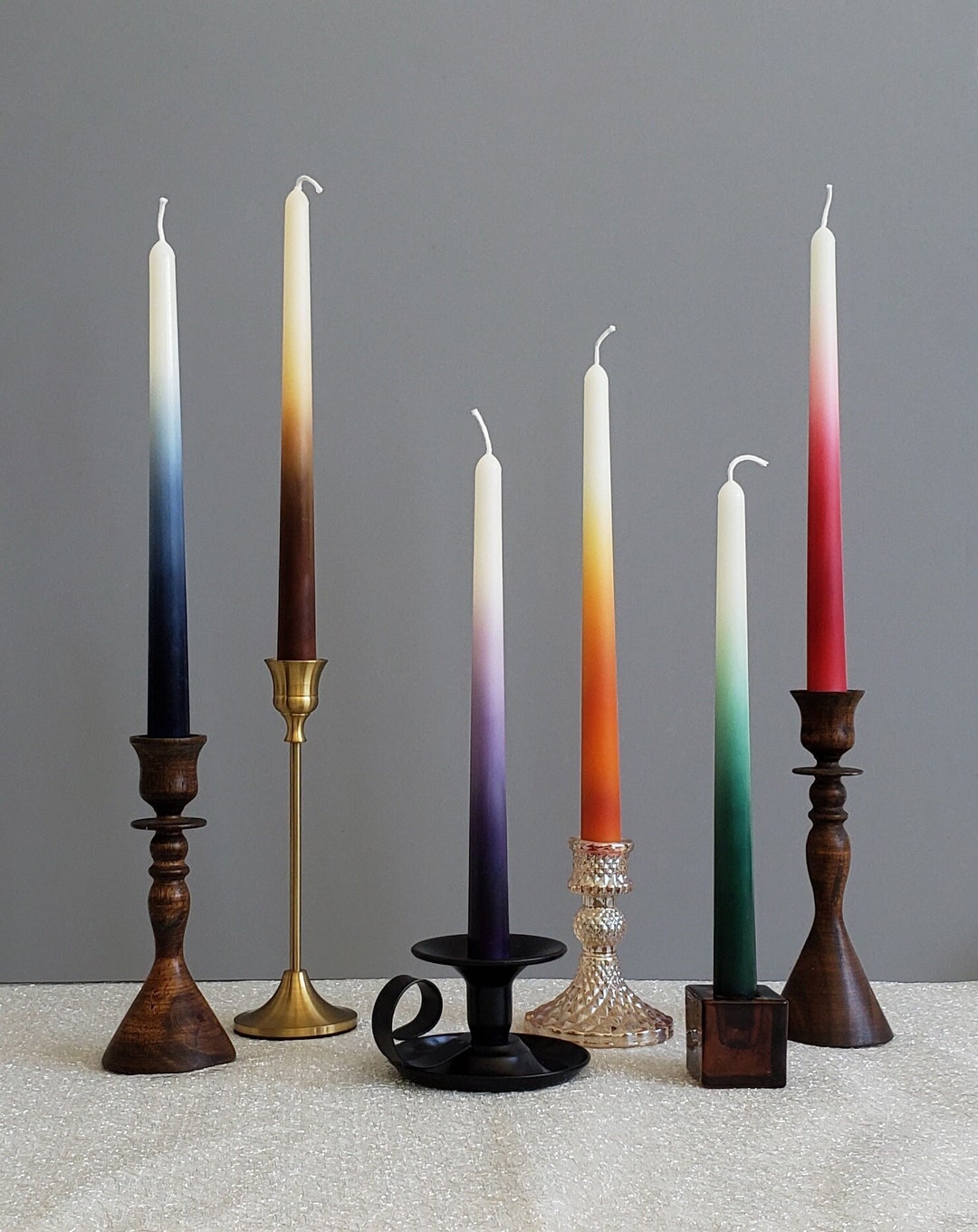 Ombré Handmade Classic Taper Candles: Beeswax & Soy Blend, Dripless (10 ...