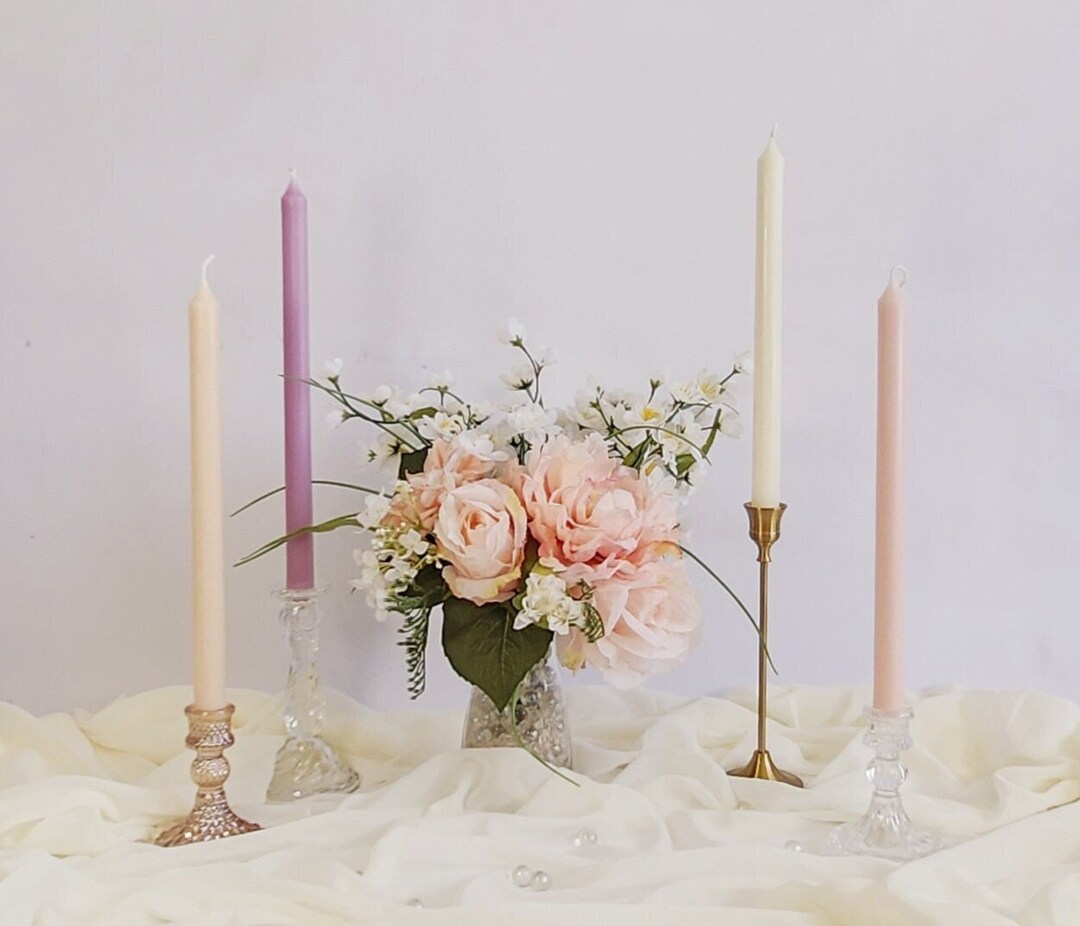 12 Long Taper Candles, Soy & Beeswax, Unscented, Dining Table, Home ...