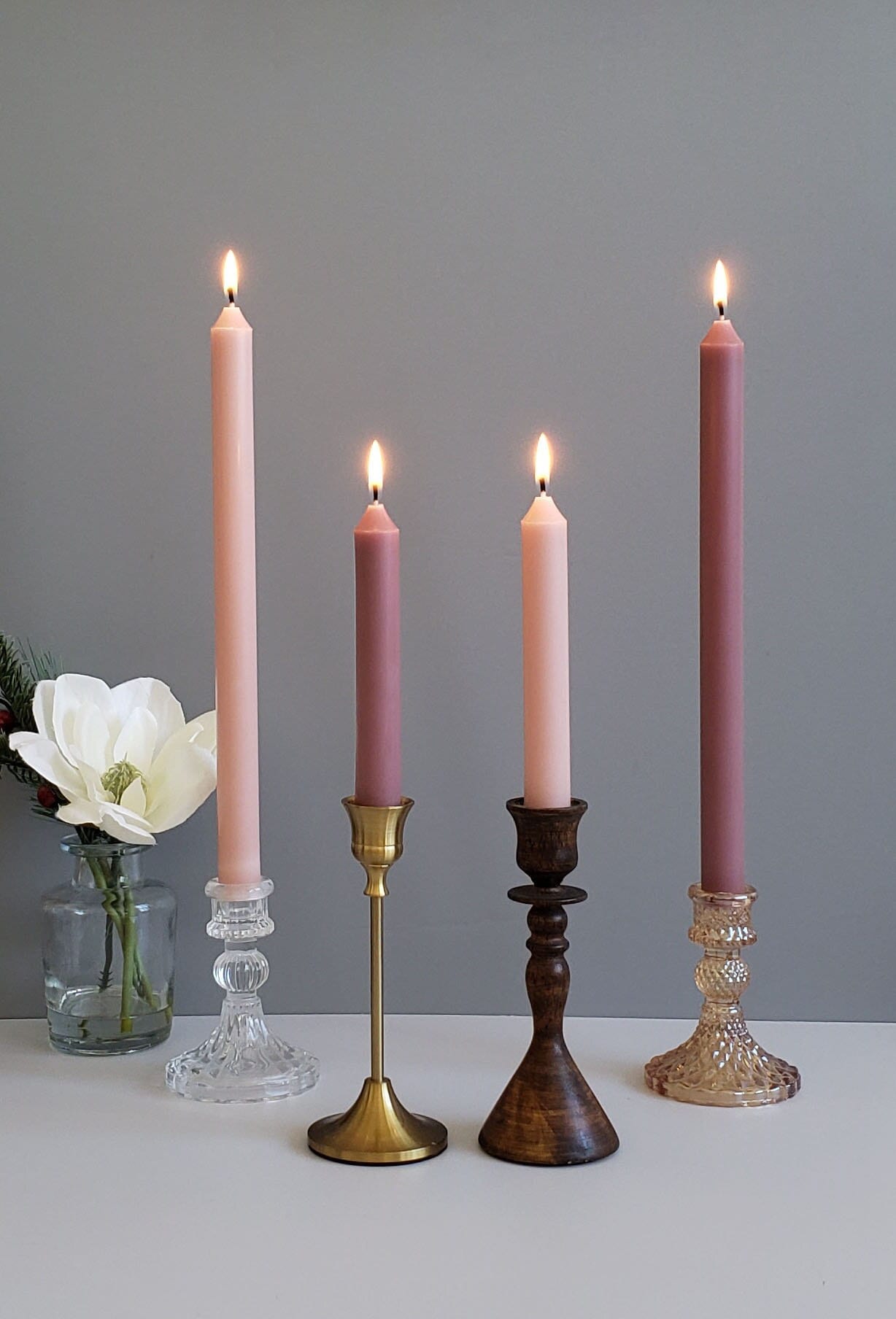 Handmade 12" Dripless Double Classic Taper Candles: Beeswax Soy ...