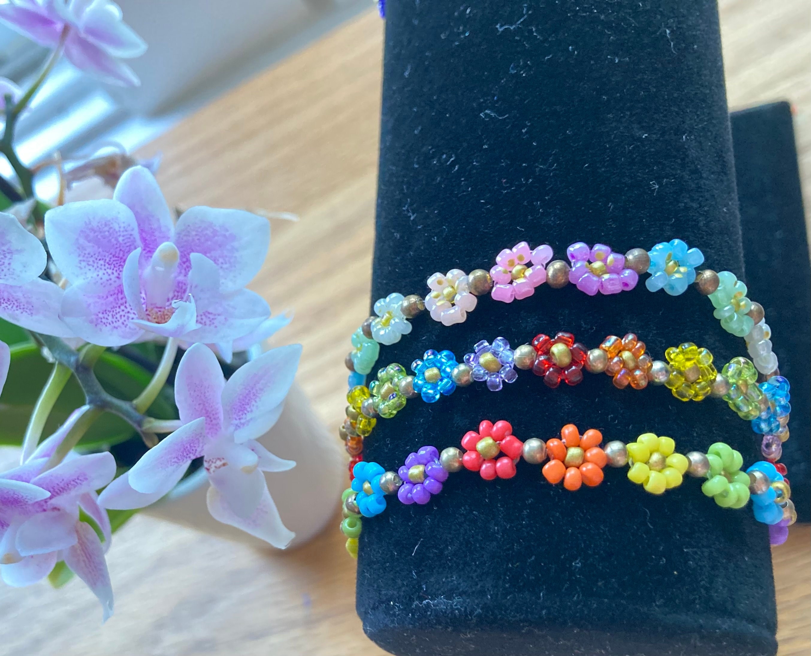 Rainbow Daisy Flower Seed Bead Bracelet - Etsy