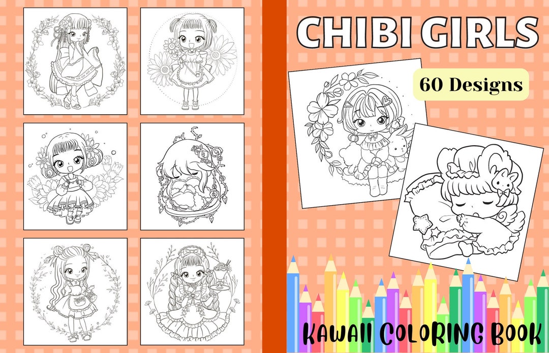 60 Chibi Girls Coloring Pages, Kawaii Coloring Book, for Anime and ...