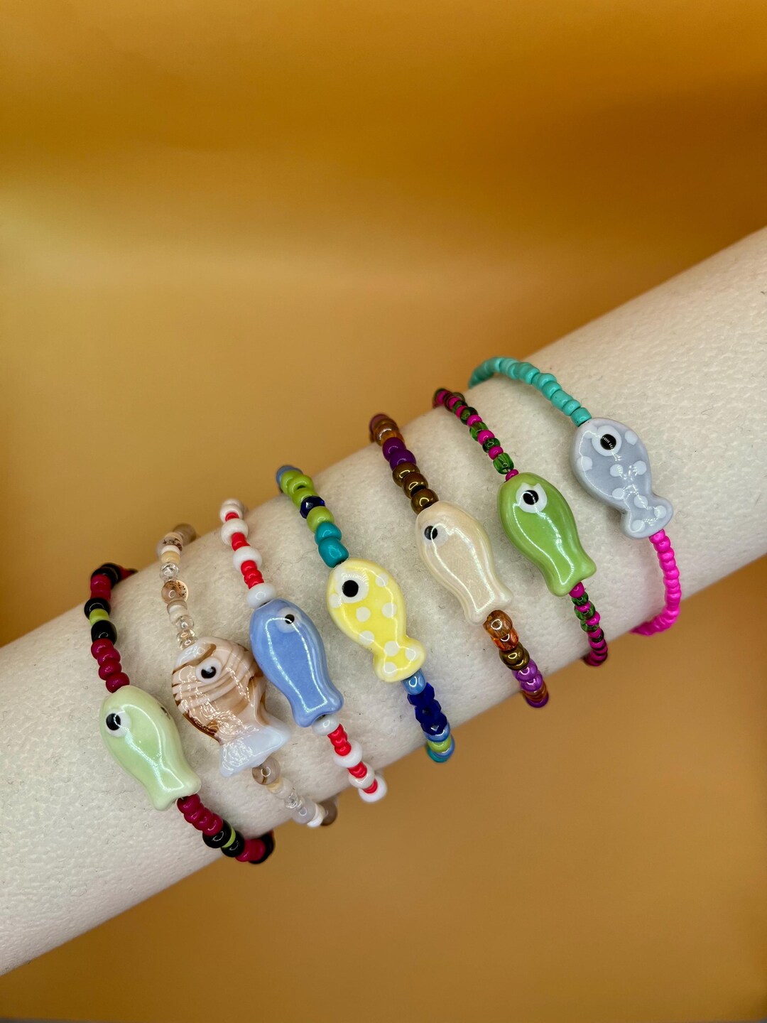 Ceramic Fish Beaded Bracelets - Etsy
