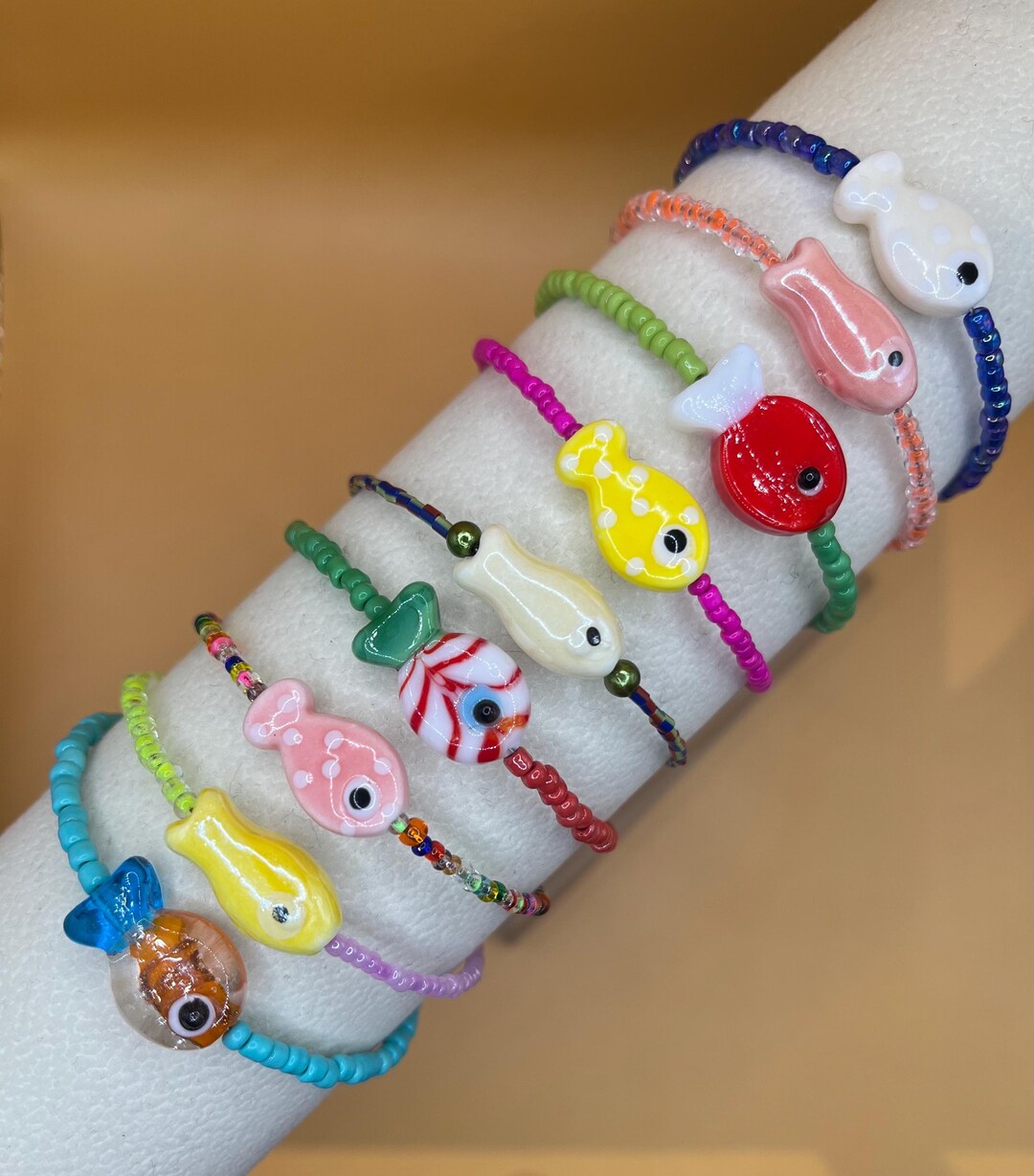 Ceramic Fish Beaded Bracelets - Etsy
