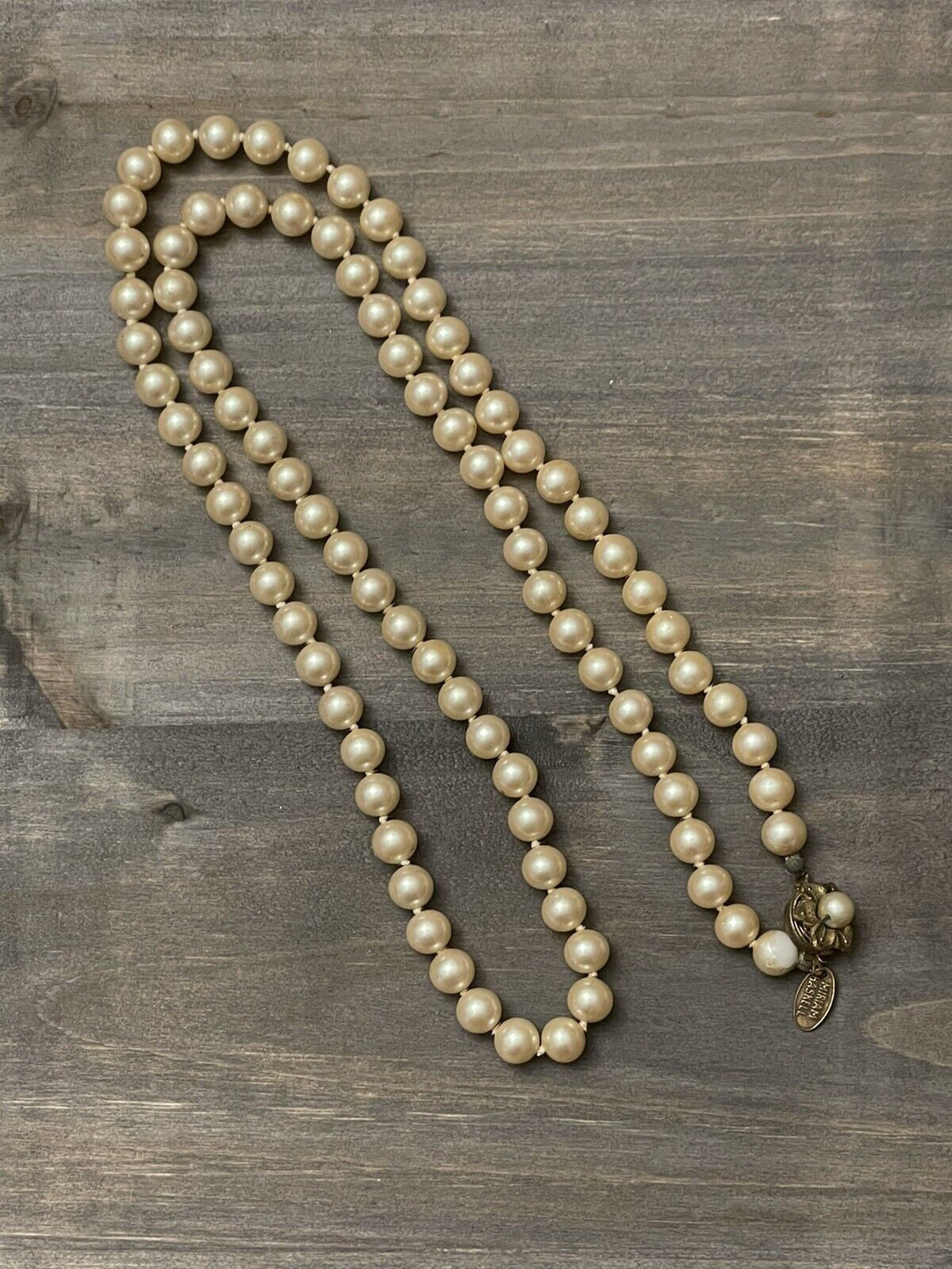 Signed Vintage Miriam Haskell Pearl Necklace - Decorative Clasp - 30 ...