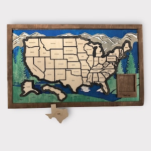 US Travel Map With State Cutouts (adhesive Backing) - Etsy