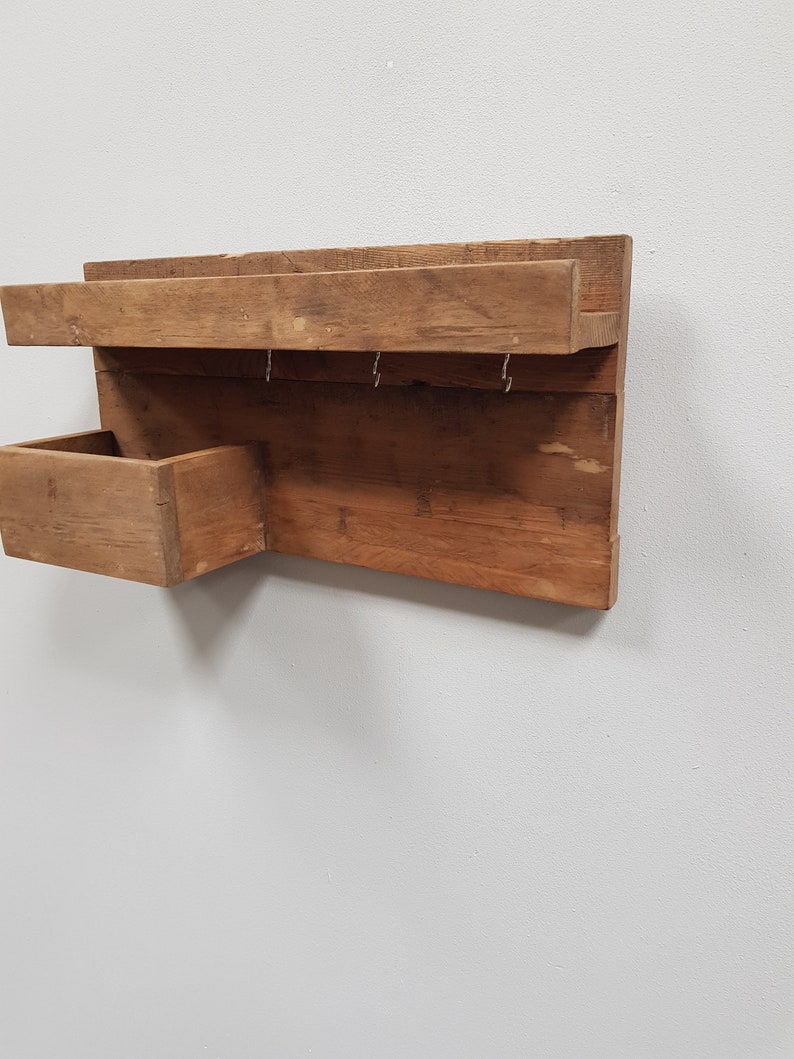 Handcrafted Organiser and Storage 5, Includes 3 Key Hooks and Cubby for ...