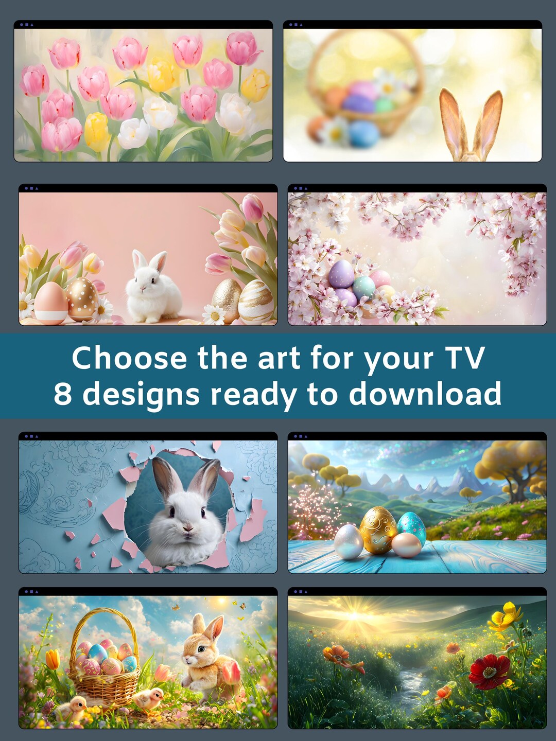 Easter TV Art Digital Download, Easter Art Bundle, Wall Art Download ...