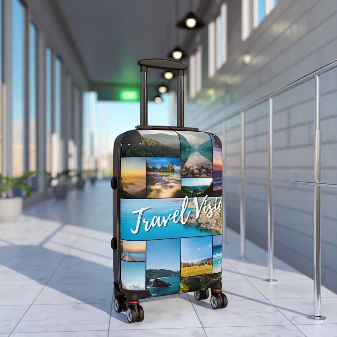Travel Vision Suitcase, Personalized Travel Luggage, Wanderlust Bucket List Suitcase, Traveler's ...