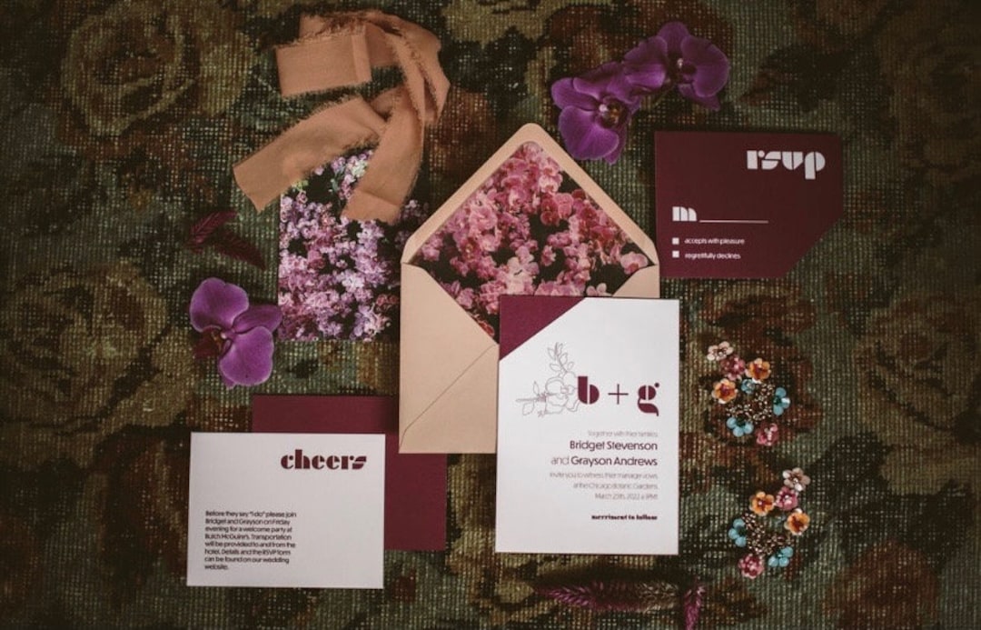 Minimalist Floral Wedding Invite, Trendy Invitation, Custom Invitation ...