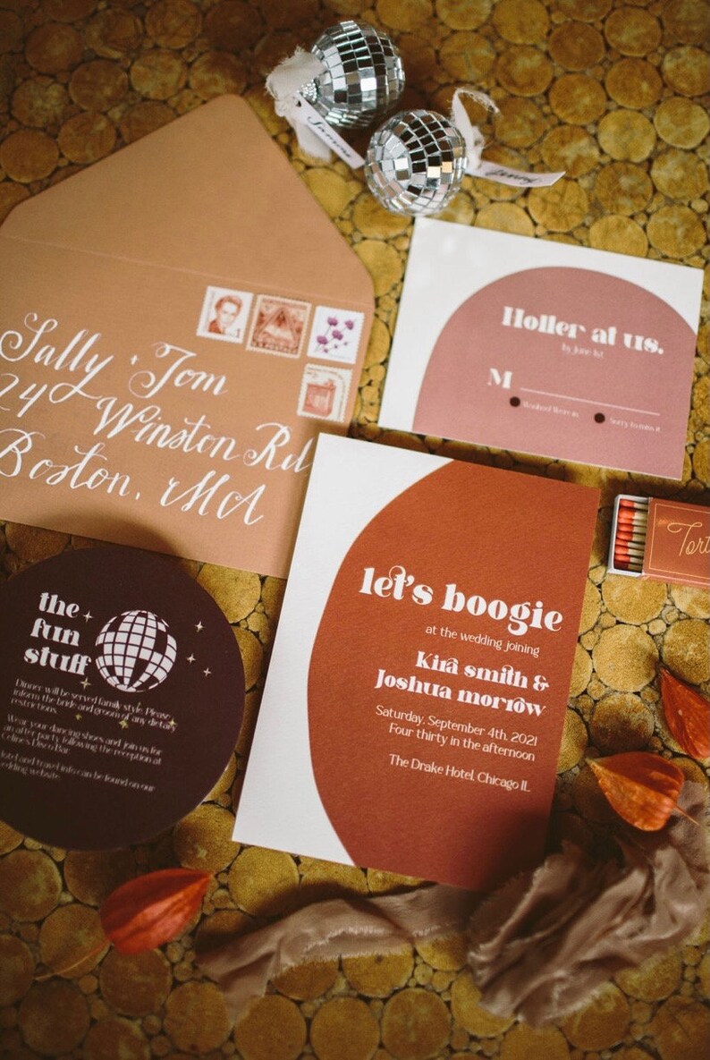 Retro Wedding Invite, Mod Wedding, Trendy Invitation, Custom Invitation ...