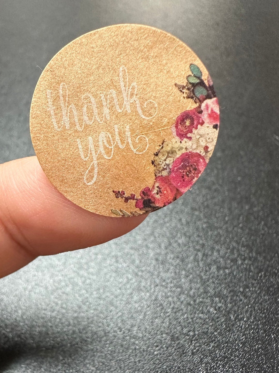 Floral Thank You Sticker, Kraft Paper Adhesive Sticker Weddings ...