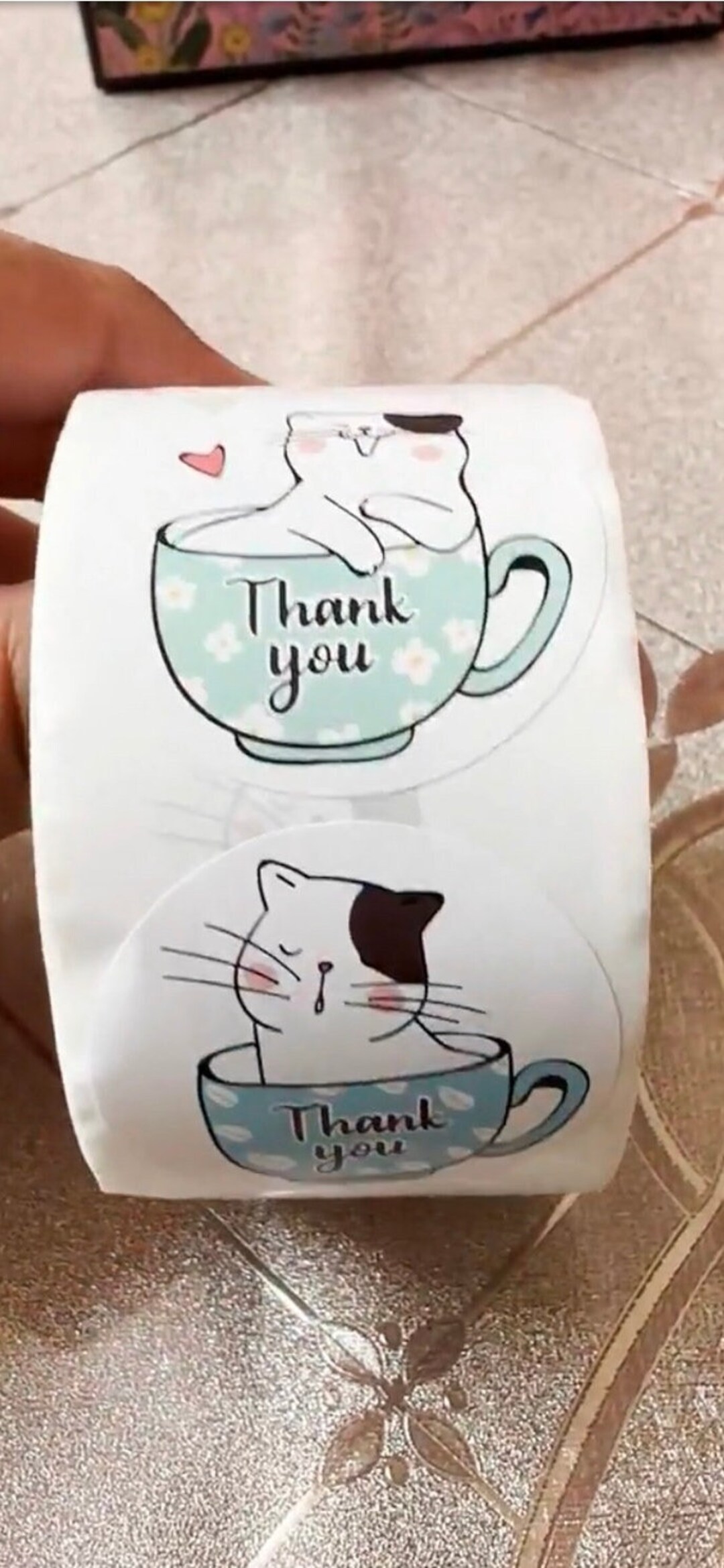 2” Thank You Sticker, Cute Cat, Office Stationery Stickers for Your ...