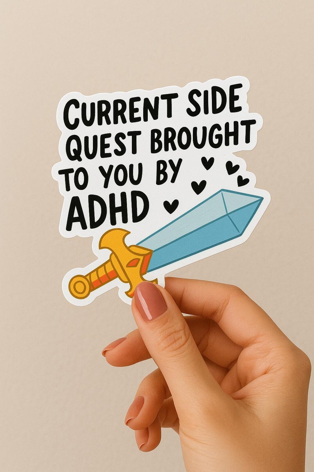 ADHD Sticker, Funny Side Quest Sword Sticker, Mental Health Decal, Top ...