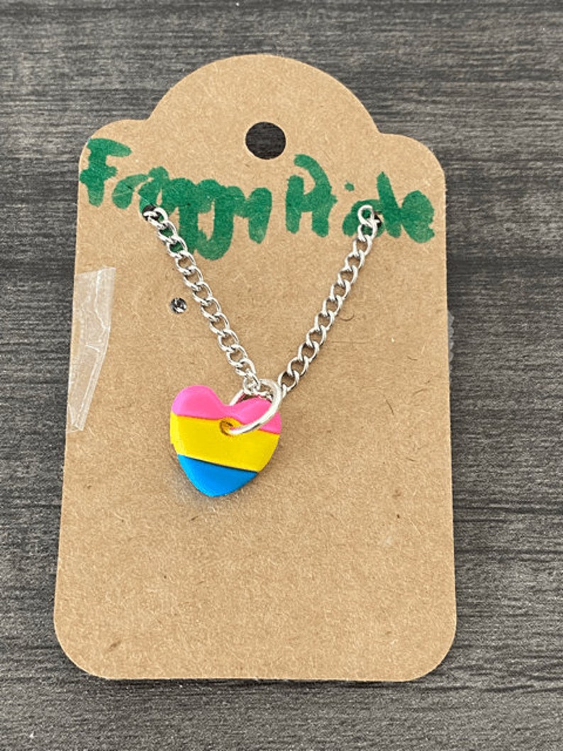 Cute Pansexual/panromantic Pride Flag Heart Necklace - Etsy
