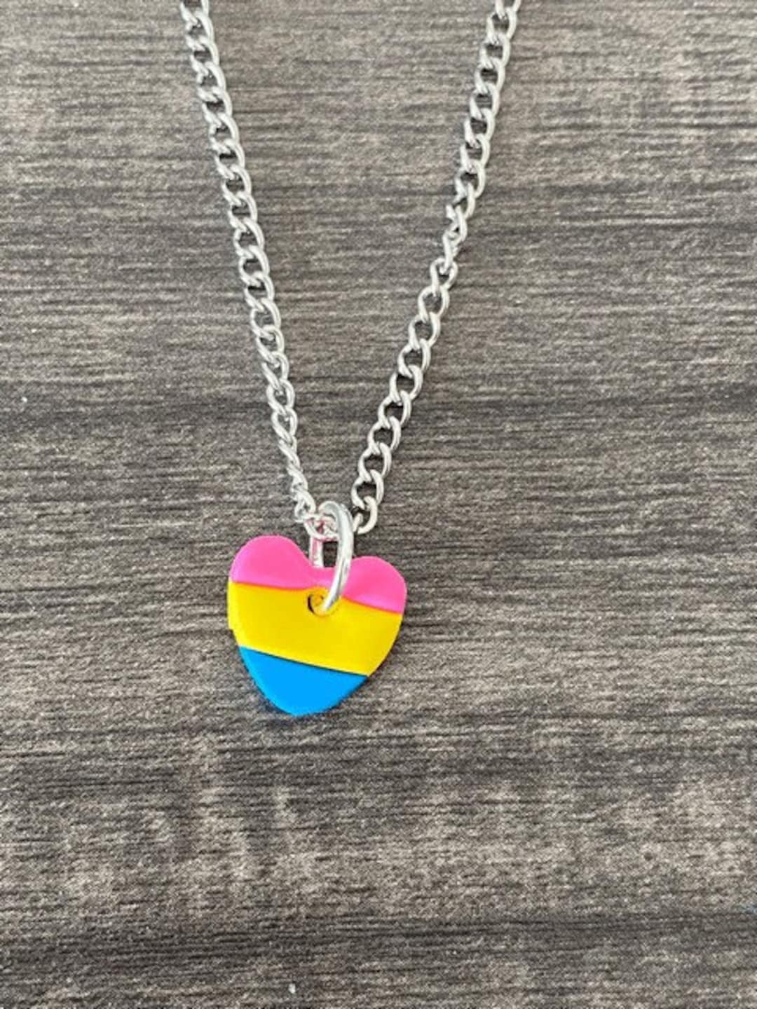 Cute Pansexual/panromantic Pride Flag Heart Necklace | Handmade Clay ...