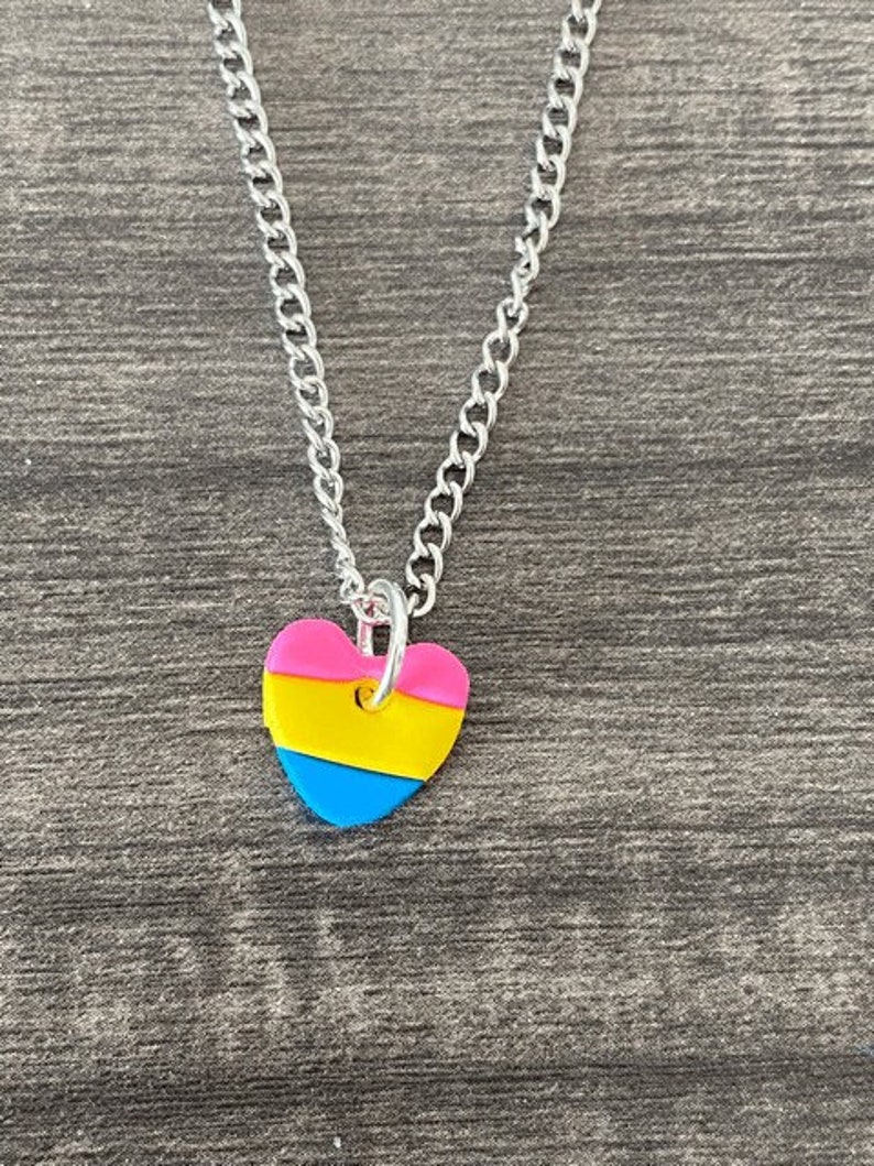 Cute Pansexual/panromantic Pride Flag Heart Necklace - Etsy