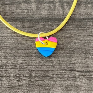Cute Pansexual/panromantic Pride Flag Heart Necklace | Handmade Clay ...