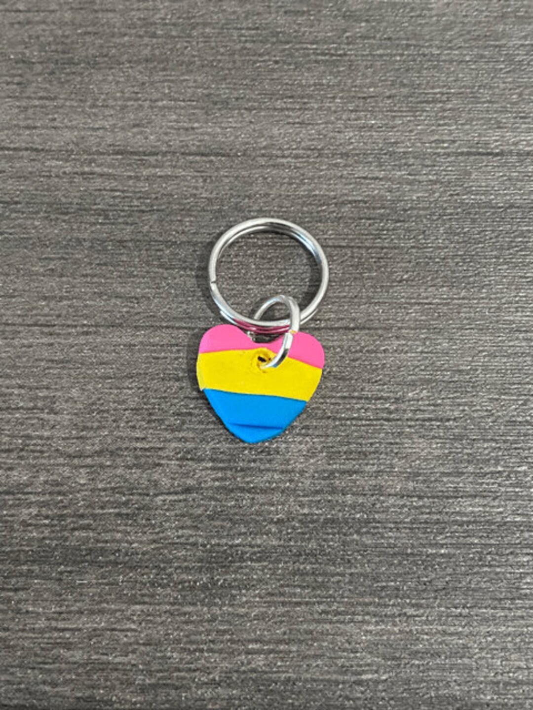 Cute Pansexual/panromantic Pride Flag Heart Keychain | Handmade Clay ...
