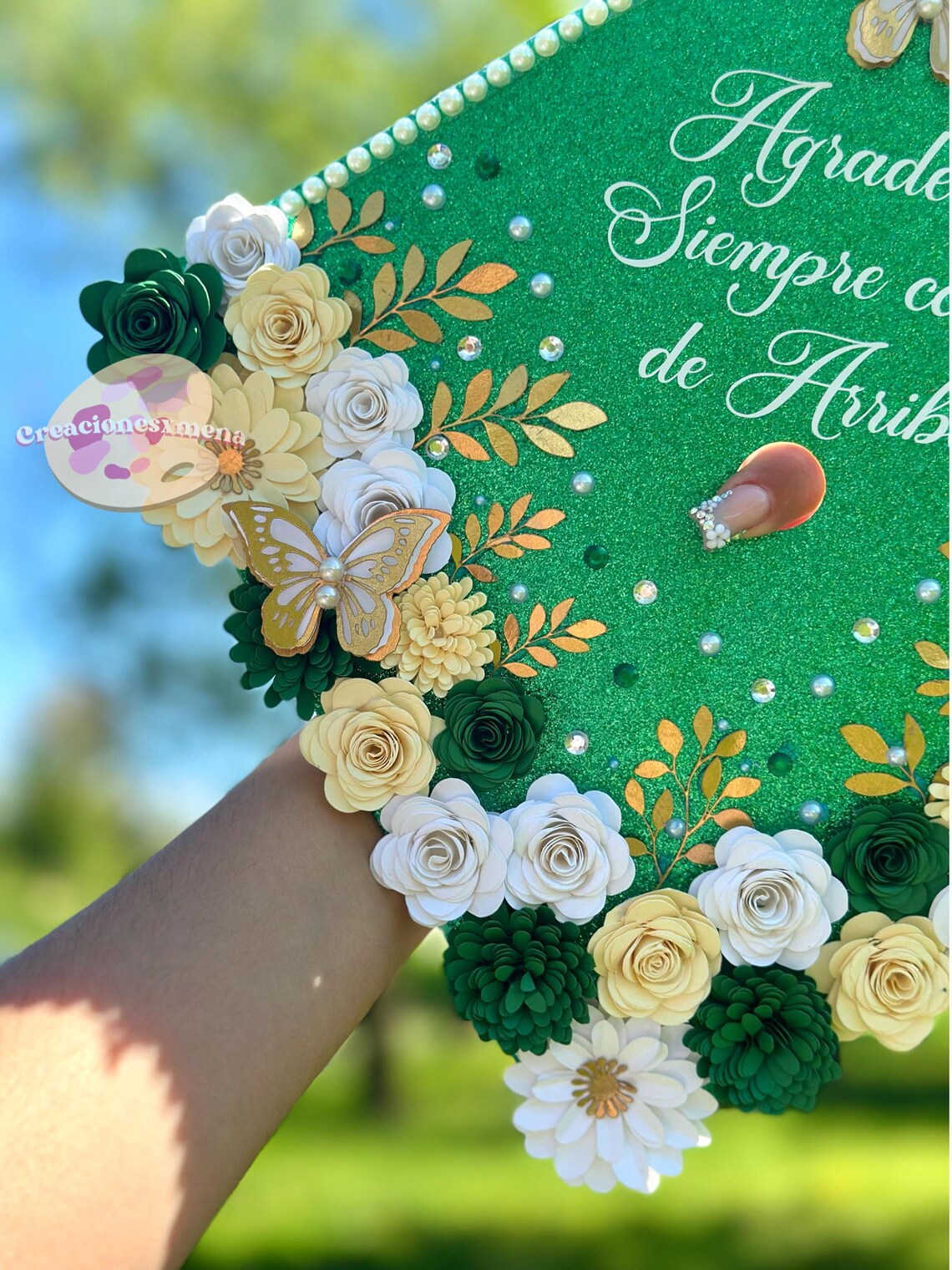 Graduation Cap Topper- Graduation Topper, Glitter Grad Cap, 3D Flowers ...