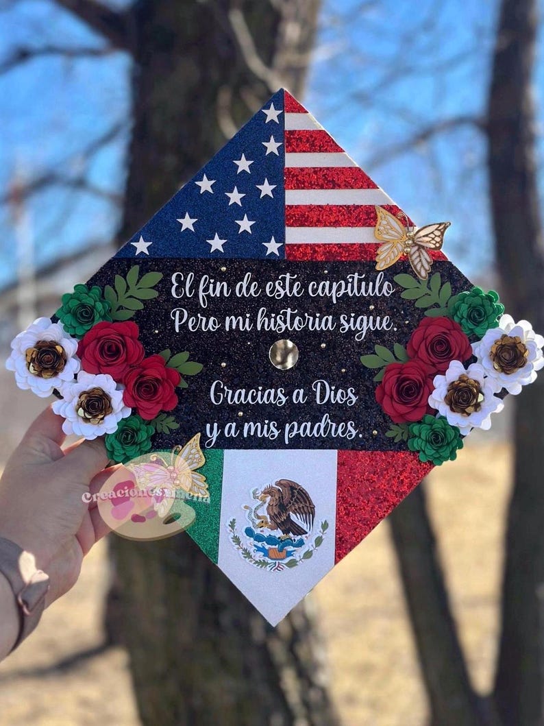 Mexican Grad Cap Topper- Class of 2025, Mexico Flag Grad Cap ...