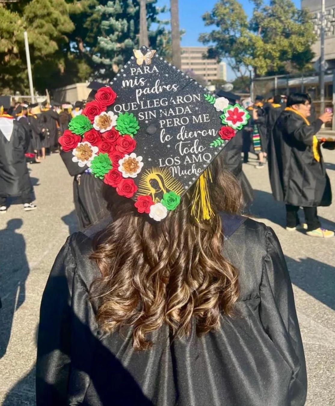 Graduation Cap Topper- Graduation Topper, Glitter Grad Cap, 3D Flowers ...