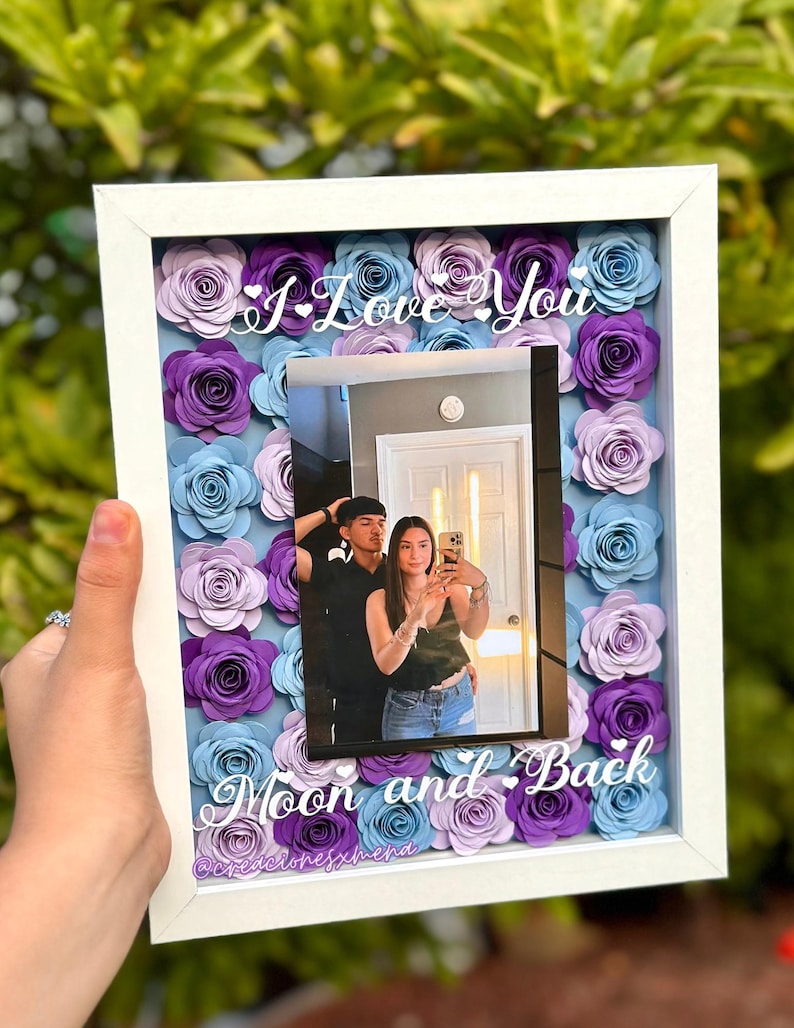 Personalized Shadow Box Personalized Gift, Paper Flower Frame, Custom ...