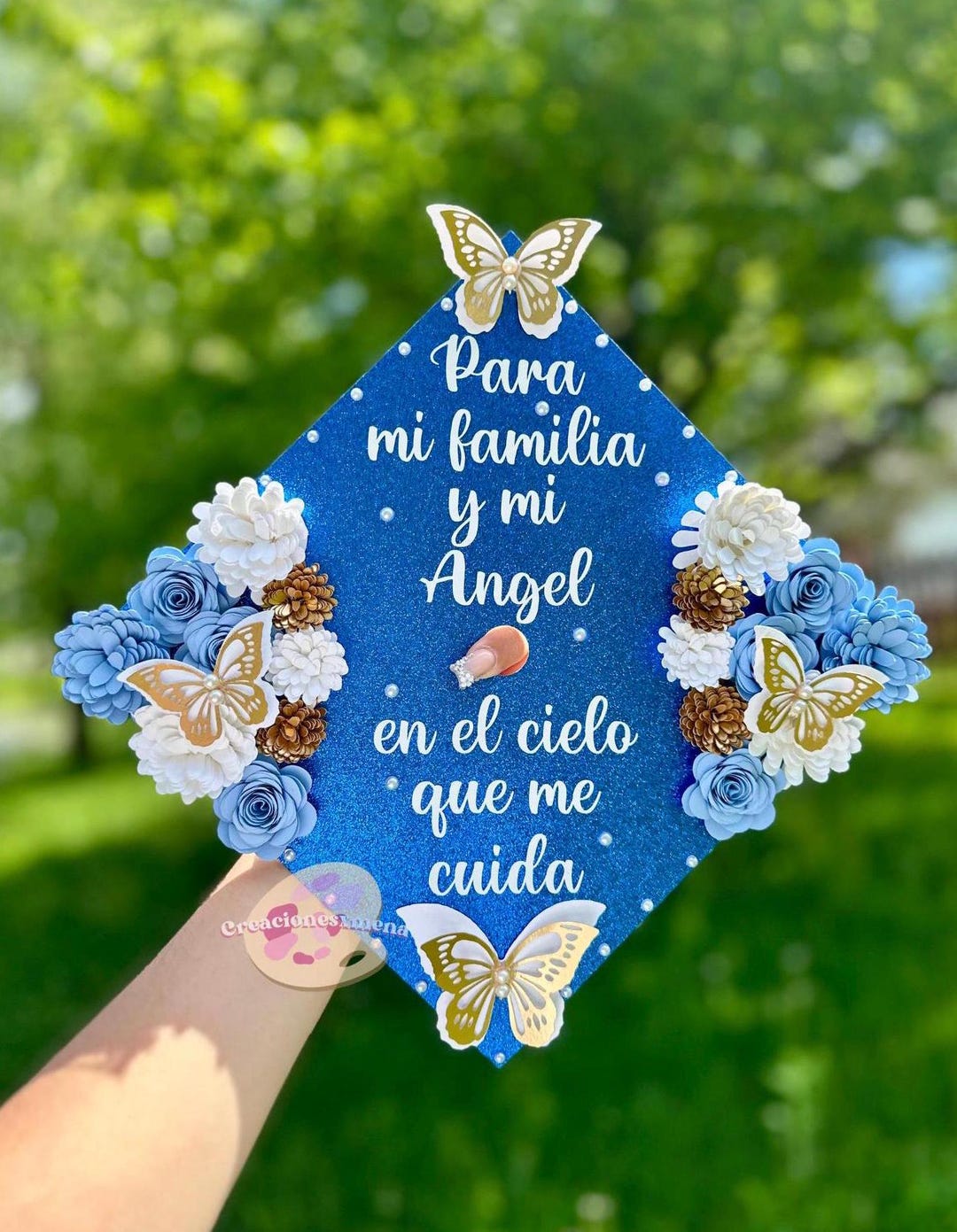 Graduation Cap Topper- Graduation Topper, Glitter Grad Cap, 3D Flowers ...