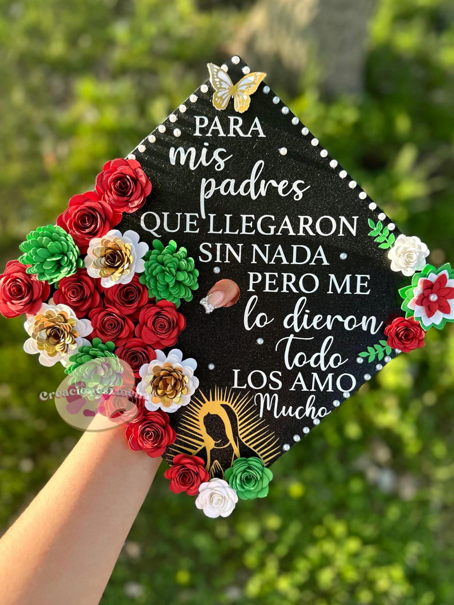 Graduation Cap Topper- Graduation Topper, Glitter Grad Cap, 3D Flowers ...