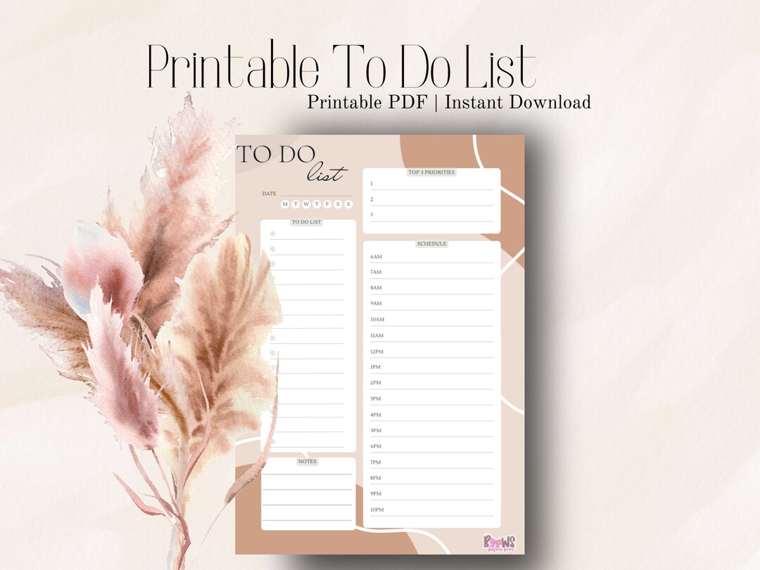 Printable to Do List Daily To-do Pdf Planner Checklist A4 and Us Letter ...