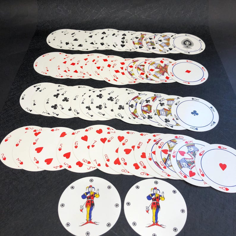 Waddingtons Rondo Circular Playing Cards Red Black Gear Wheel Design - Etsy