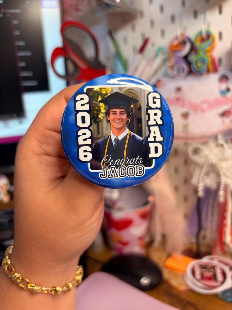 Graduation Photo Buttons 2.25 Inch and 3 Inch Buttons Grad Pins - Etsy