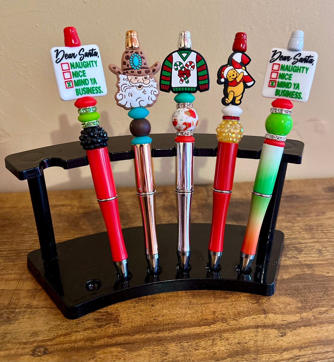 Christmas Beaded Pins Holiday Pens Festive Pens Silicone - Etsy