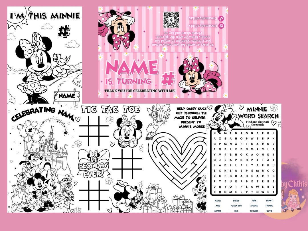 Pink Mouse Coloring Sheets | Party Favors | Coloring | Custom Coloring ...