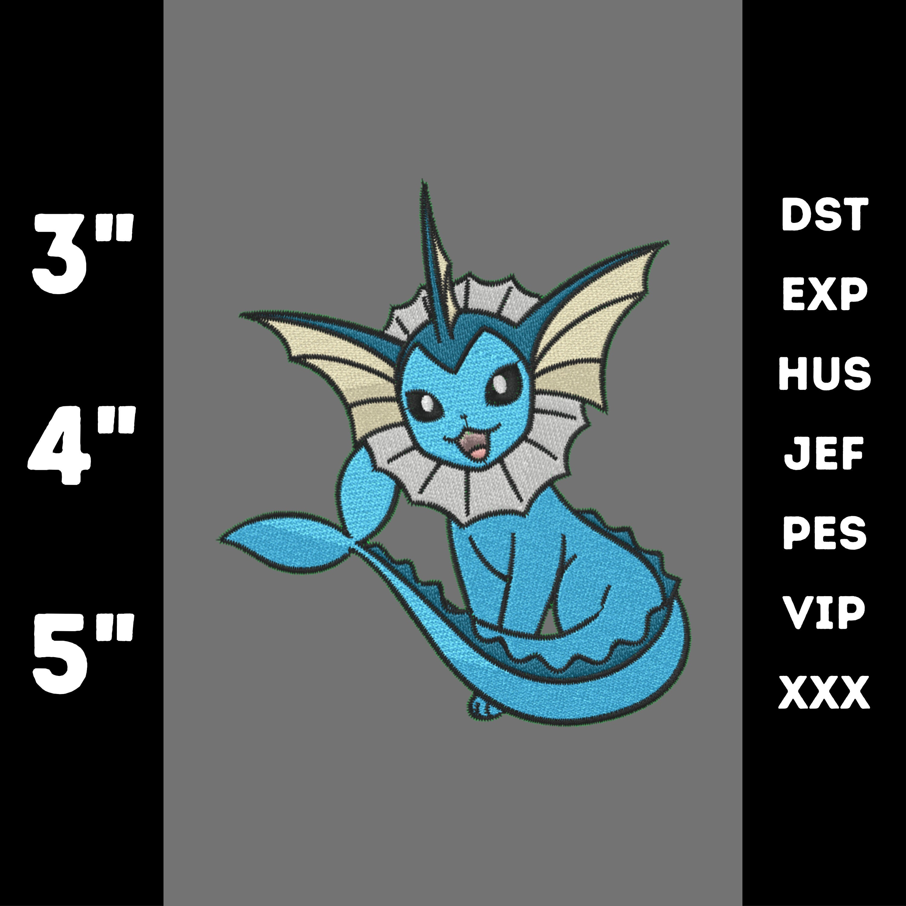 Vaporeon Pokémon Machine Embroidery Design Digital Download - Etsy