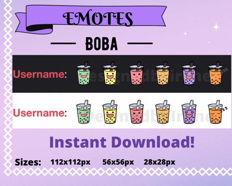 Cute Boba Emote for Twitch/discord , Colorful Boba Emote, Happy Sad ...