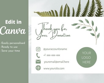 DONOR ACKNOWLEDGEMENT LETTER Template Canva (Instant Download) - Etsy