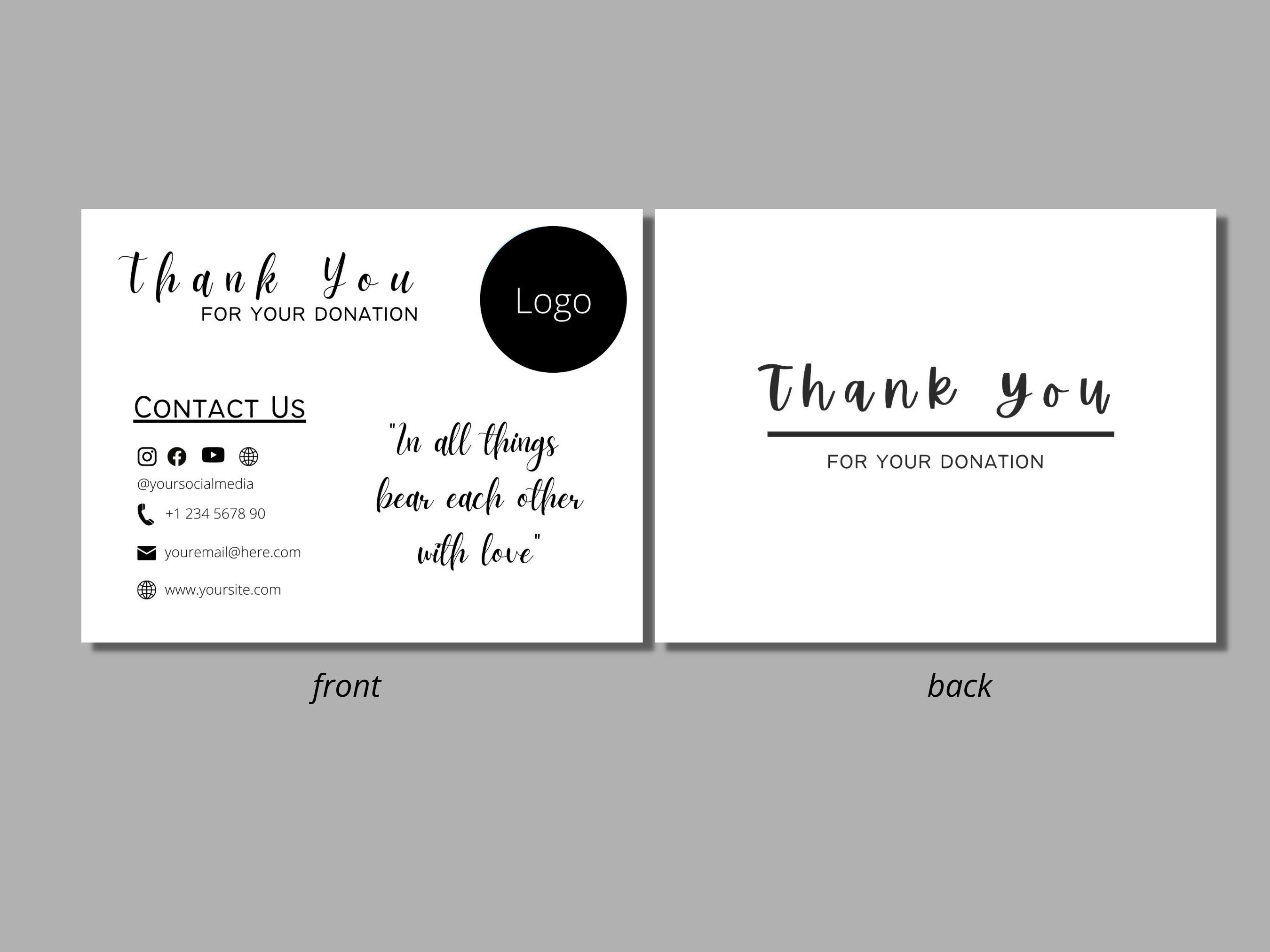 CATHY Thank You Card Thank You Notes Thank You for Your Donations ...