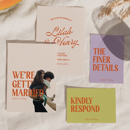 Bold Wedding Invite Retro Wedding Invitation Unique - Etsy