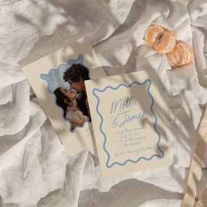 Wavy Wedding Invite | Retro Wedding Invitation | Unique Wedding Invite ...