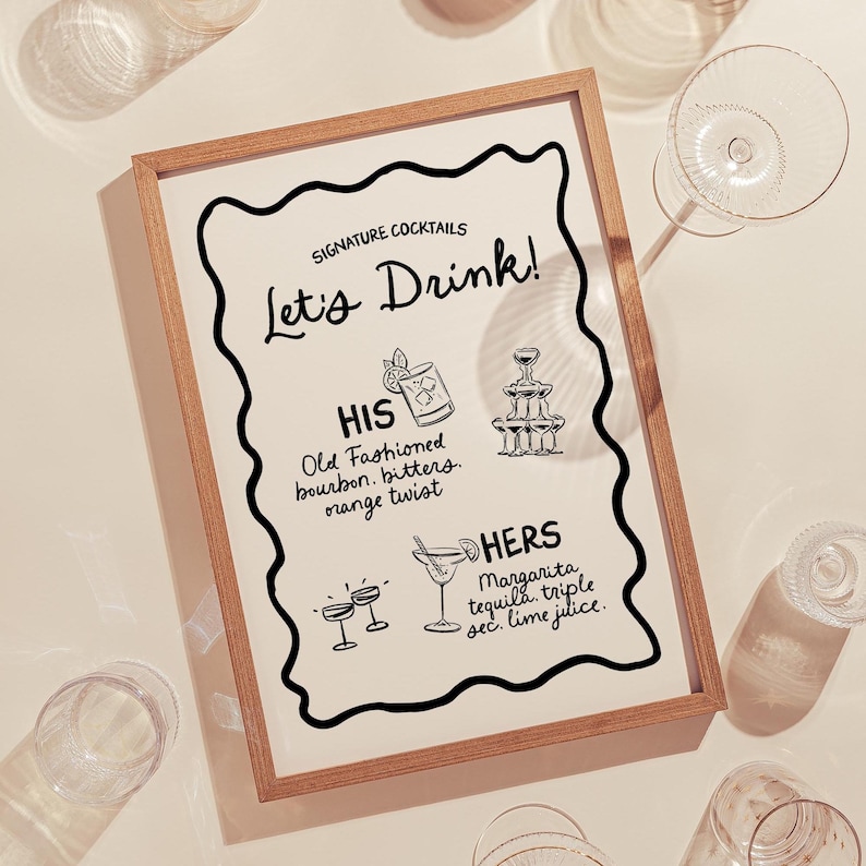 Hand-written Drink Sign | Signature Drinks Sign | Wedding Drink Sign ...