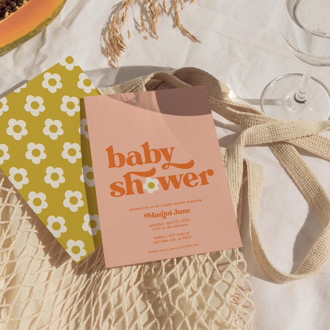 Colorful Baby Shower Invite | Retro Baby Shower Invitation | Baby ...