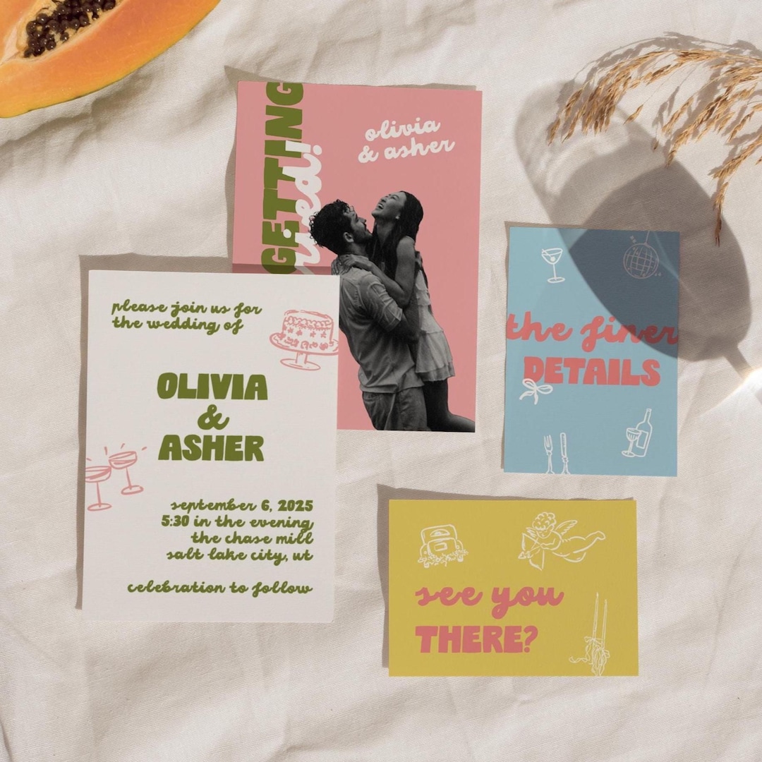 Colorful Wedding Invite | Funky Wedding Invitation | Unique Wedding ...