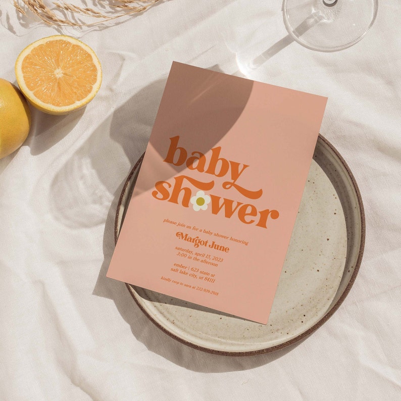 Colorful Baby Shower Invite | Retro Baby Shower Invitation | Baby ...