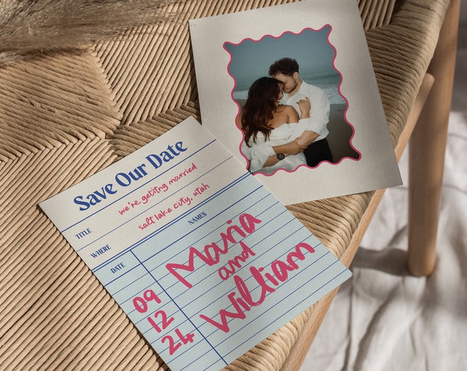 Handmade Paper Save the Date With Color Printing and Modern Fonts Save ...